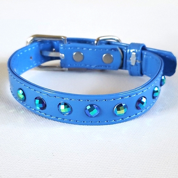 Dog | Dog Collar Faux Blue Patent Leather W Blue Irides | Poshmark